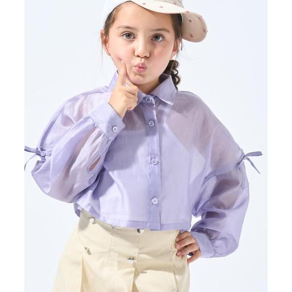 『タイムセール実施中』ZOZO問い合わせ番号:95187078ショップ:SHOO・LA・RUE，シューラルーブランド:SHOO・LA・RUE，シューラルー商品名:【130-150cm】程よい肌見せが叶う クロップドシアーシャツカテゴリ:トッ...