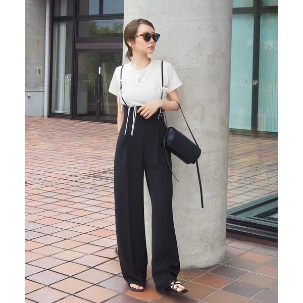 ZOZO問い合わせ番号:95219395ショップ:LAULEN，ローレンブランド:LAULEN，ローレン商品名:thin strap salopette /ハイウエストセンタープレスサスペンダーパンツカテゴリ:パンツ>その他パンツブラ...