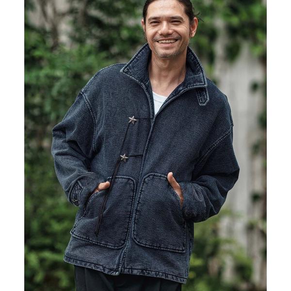 ZOZO問い合わせ番号:95219958ショップ:CAMBIO，カンビオブランド:CAMBIO，カンビオ商品名:mj10841- Heavy Weight Indigo Sweat Poncho Like Jacket インディゴ裏毛ジャケ...