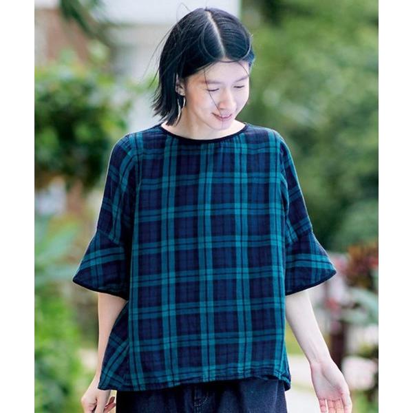 ZOZO問い合わせ番号:95220691ショップ:FELISSIMO，フェリシモブランド:Sunny clouds，サニークラウズ商品名:サニークラウズ　ブラックウォッチなダブルガーゼトップス〈レディース〉カテゴリ:トップス>その他ト...