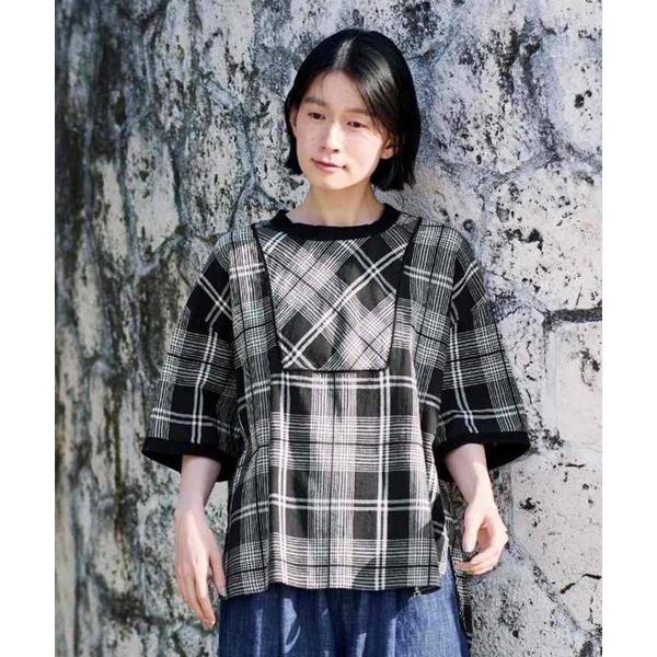ZOZO問い合わせ番号:95220712ショップ:FELISSIMO，フェリシモブランド:Sunny clouds，サニークラウズ商品名:サニークラウズ　ｆｅａｔ．　Ｓｈｕｔｔｌｅ　Ｎｏｔｅｓ　白黒チェックのトップス〈レディース〉カテゴリ:...
