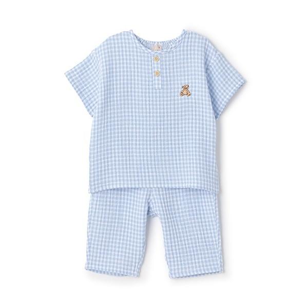 『セール実施中』ZOZO問い合わせ番号:95253205ショップ:petit main，プティマインブランド:petit main，プティマイン商品名:【リンク】くま刺しゅうWガーゼパジャマ(キッズ)カテゴリ:ルームウェア>ルームウェ...