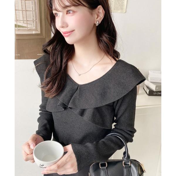 『セール実施中』ZOZO問い合わせ番号:95254002ショップ:moment+，モーメントプラスブランド:moment+，モーメントプラス商品名:12G フリルニットプルオーバーカテゴリ:トップス>ニット/セーターブランド品番:mt...