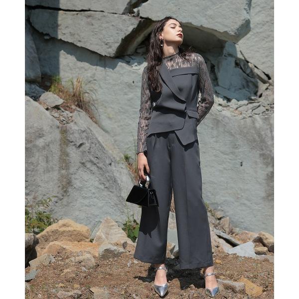 ZOZO問い合わせ番号:95254996ショップ:nissen，ニッセンブランド:Callarus，カラルス商品名:アシメテーラードデザインレースブラウスワイドパンツドレス〔Callarus〕カテゴリ:ワンピース/ドレス>パンツドレス...