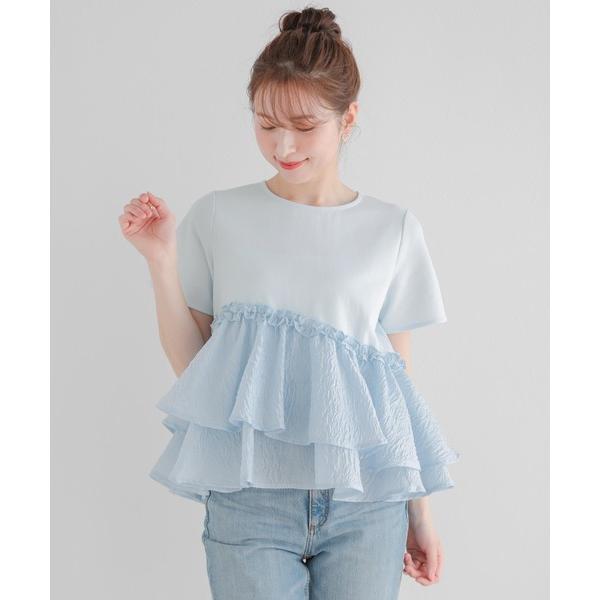 『タイムセール実施中』ZOZO問い合わせ番号:95286353ショップ:Fit more，フィットモアブランド:Fit more，フィットモア商品名:ジャガードフリルアシンメトリーペプラムトップスカテゴリ:トップス>Tシャツ/カットソ...