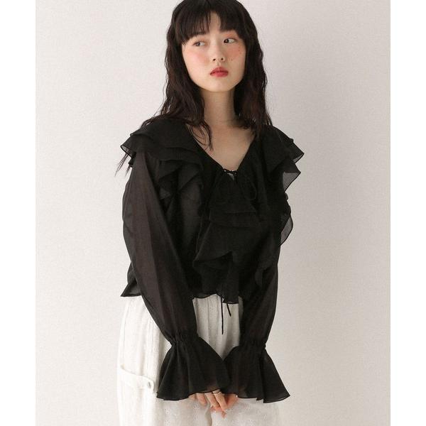 『セール実施中』ZOZO問い合わせ番号:95348445ショップ:Heather，ヘザーブランド:Heather，ヘザー商品名:ラッフルリボンブラウス　575759カテゴリ:トップス>シャツ/ブラウスブランド品番:575759素材:（...