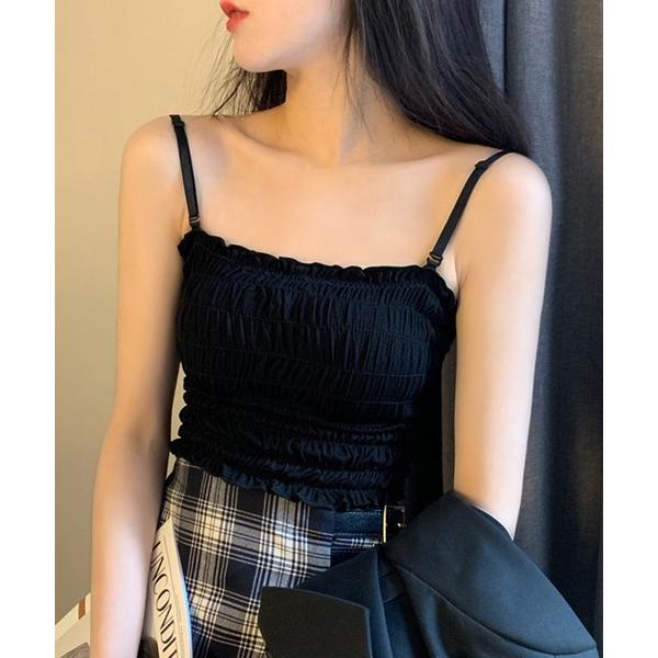 『タイムセール実施中』ZOZO問い合わせ番号:95348873ショップ:VIBGYOR，ヴィブジョーブランド:VIBGYOR，ヴィブジョー商品名:[NARULA/ナルラ]カップ付き シャーリング ビスチェトップ キャミソール(CZ)カテゴリ...