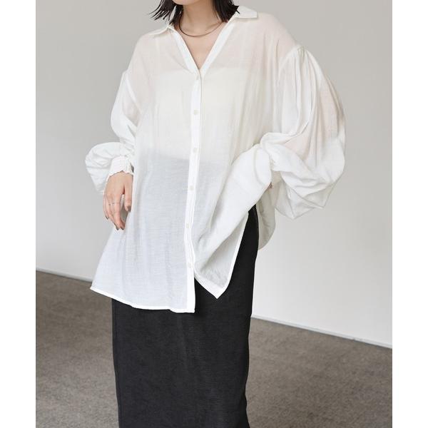 『セール実施中』ZOZO問い合わせ番号:95349323ショップ:select MOCA，セレクトモカブランド:select MOCA Et，セレクトモカエト商品名:【Et】Sleeve Gathered Sheer Wide Shirtカ...