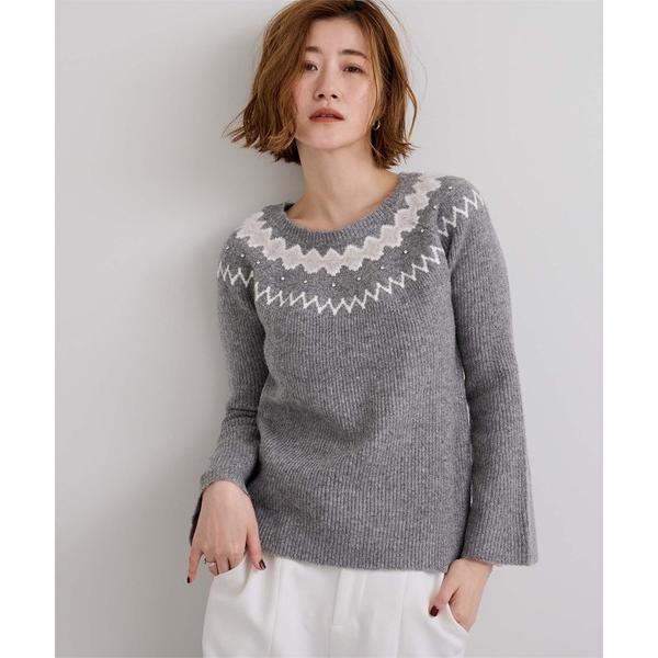 『タイムセール実施中』ZOZO問い合わせ番号:95381932ショップ:ur's，ユアーズブランド:ur's，ユアーズ商品名:フェアアイルフレアスリーブビジューニットカテゴリ:トップス>ニット/セーターブランド品番:BGXU1882素...