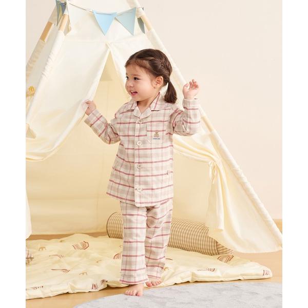 ZOZO問い合わせ番号:95382430ショップ:Combi mini，コンビミニブランド:combimini，コンビミニ商品名:おなか安心ボタン付きやわらかネル起毛長袖前開きパジャマ（先染めチェック）カテゴリ:ルームウェア>ルームウ...