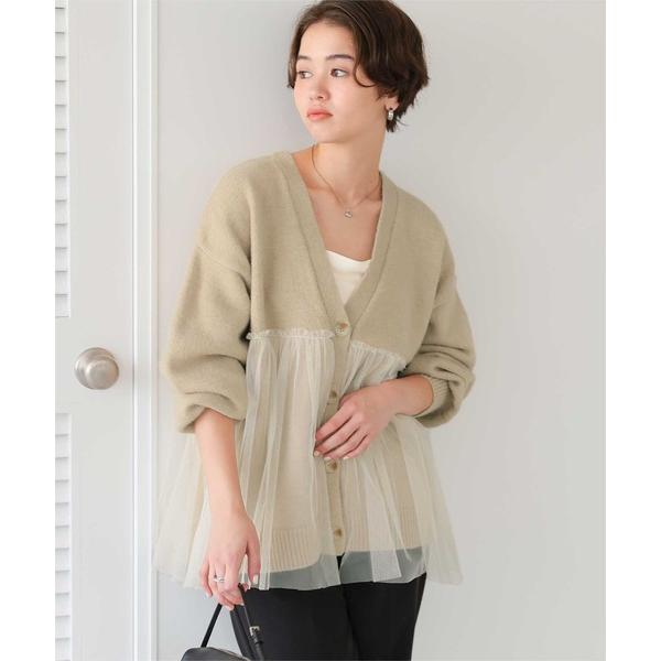 『タイムセール実施中』ZOZO問い合わせ番号:95383216ショップ:titivate，ティティベイトブランド:titivate，ティティベイト商品名:チュールドッキングVネックニットカーディガンカテゴリ:トップス>カーディガン/ボ...
