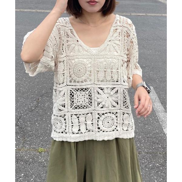 『タイムセール実施中』ZOZO問い合わせ番号:95415236ショップ:Crisp，クリスプブランド:CRB，シーアールビー商品名:クロシェ編Vネックトップスカテゴリ:トップス>ニット/セーターブランド品番:CS13642-4素材:綿...