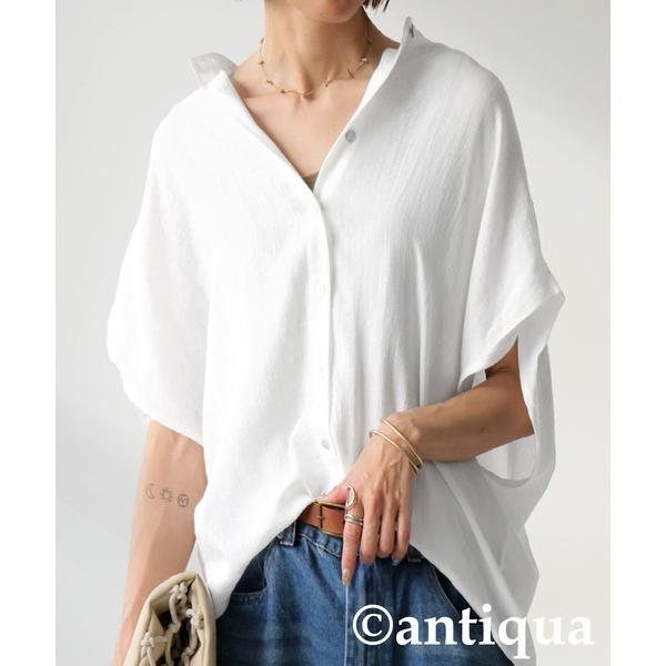 ZOZO問い合わせ番号:95416328ショップ:antiqua，アンティカブランド:antiqua，アンティカ商品名:半袖 リネン風 シャツカテゴリ:トップス>シャツ/ブラウスブランド品番:PK-01350素材:レーヨン92%　ナイ...