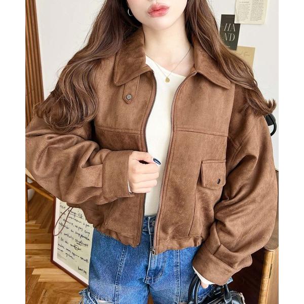 ZOZO問い合わせ番号:95482896ショップ:moment+，モーメントプラスブランド:moment+，モーメントプラス商品名:2WAYカラーフェイクスエードショートブルゾンカテゴリ:ジャケット/アウター>ブルゾンブランド品番:m...