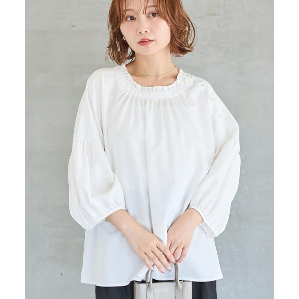 『タイムセール実施中』ZOZO問い合わせ番号:95483642ショップ:LAVEANGE，ラビアンジェブランド:LAVEANGE，ラビアンジェ商品名:【好機能シリーズ】抗菌/防臭 パールボタンギャザーブラウスカテゴリ:トップス>シャツ...