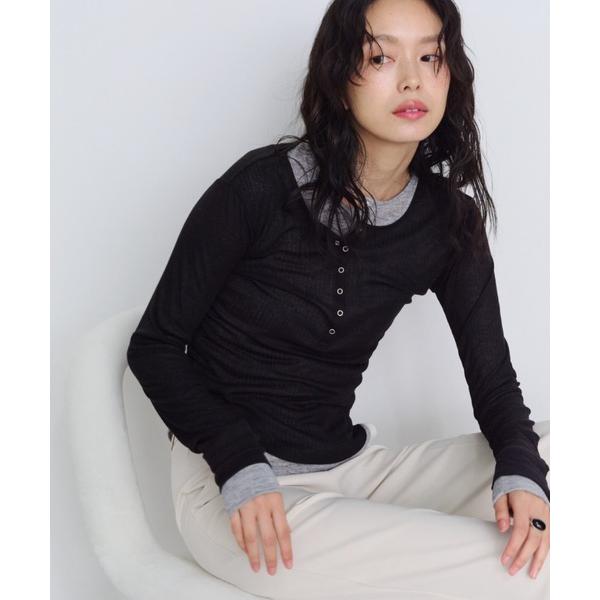 『タイムセール実施中』ZOZO問い合わせ番号:95577744ショップ:Auntie Rosa，アンティローザブランド:Shelly island，シェリーアイランド商品名:シアーリブヘンリーネックロンTカテゴリ:トップス>Tシャツ/...