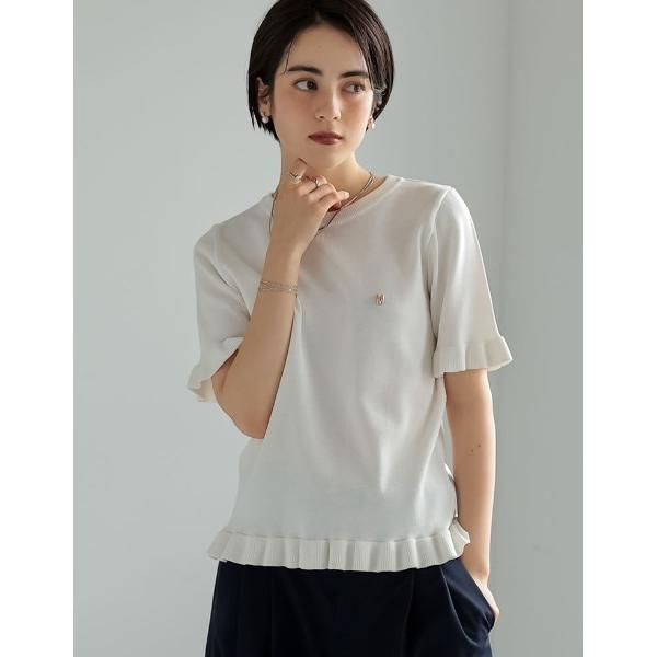 ZOZO問い合わせ番号:95648034ショップ:Re:EDIT，リエディブランド:MEISM，ミズム，Re:EDIT，リエディ商品名:[2025SS COLLECTION][MEISM by Re:EDIT]裾フリルMロゴサマーニットトッ...