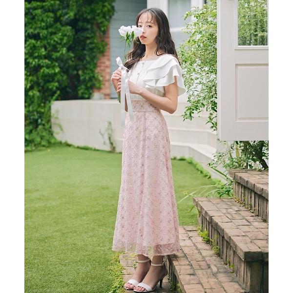 『タイムセール実施中』ZOZO問い合わせ番号:95679653ショップ:SWINGLE，スウィングルブランド:SWINGLE，スウィングル商品名:【6/6(FRI)10:00発売開始】ラメクロスフラワー刺繍接ぎフレアスカートカテゴリ:スカー...