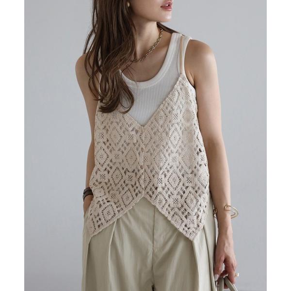 『セール実施中』ZOZO問い合わせ番号:95680195ショップ:Bonjour Sagan，ボンジュールサガンブランド:Bonjour Sagan，ボンジュールサガン商品名:かぎ編みレースキャミビスチェカテゴリ:トップス>キャミソー...