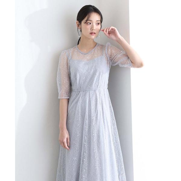 ZOZO問い合わせ番号:95681208ショップ:PourVous，プールヴーブランド:PourVous，プールヴー商品名:結婚式 二次会 パーティー ドレス ラメ レース バックダブルリボン2点セット Aライン ロング＆七分袖 セレモニー...