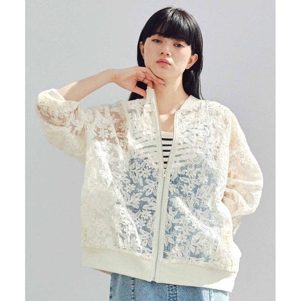 ZOZO問い合わせ番号:95683044ショップ:FELISSIMO，フェリシモブランド:MEDE19F，メデジュウキュウ商品名:ＭＥＤＥ１９Ｆ　オーガンジーレースブルゾンカテゴリ:ジャケット/アウター>ブルゾンブランド品番:G397...