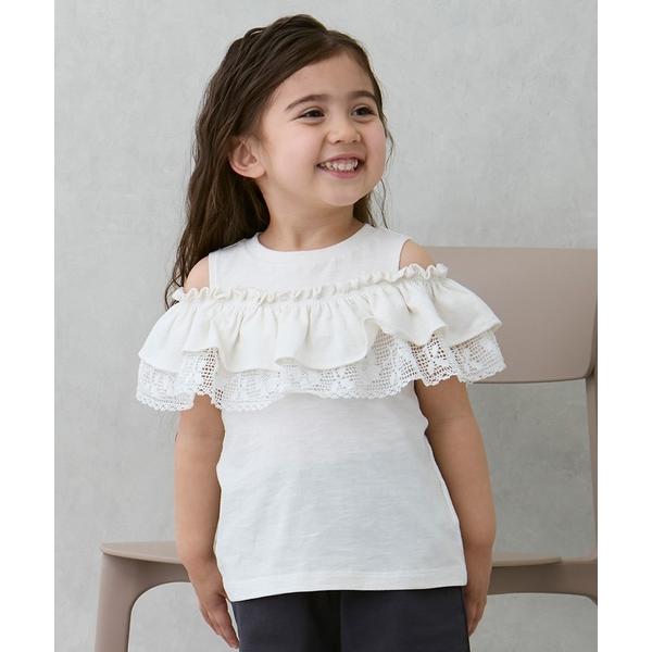 『セール実施中』ZOZO問い合わせ番号:95778018ショップ:petit main，プティマインブランド:petit main，プティマイン商品名:【接触冷感/リンク】オフショルレースTカテゴリ:トップス>Tシャツ/カットソーブラ...