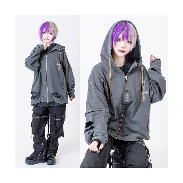 『タイムセール実施中』ZOZO問い合わせ番号:95875650ショップ:COLLARS，カラーズブランド:PSYNYXX，プシュニクス，THICC，チック商品名:チェーンダメージクロスパーカーカテゴリ:トップス>パーカーブランド品番:...