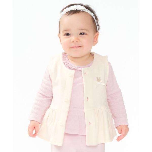 『セール実施中』ZOZO問い合わせ番号:95945975ショップ:こどもの森e-shop，コドモノモリイーショップブランド:kids zoo，キッズズー商品名:うさぎ刺繍リボン付き裏毛ベストカテゴリ:トップス>ベストブランド品番:W6...