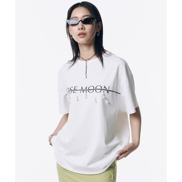 ZOZO問い合わせ番号:96039669ショップ:JOSE MOON，ジョゼムーンブランド:JOSE MOON，ジョゼムーン商品名:JOSEMOON LOGO OVER TSHIRT with PEARL/ジョゼムーンロゴオーバーTシャツカ...