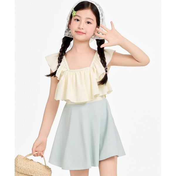 『タイムセール実施中』※このアイテムは返品・交換対象外商品です。ZOZO問い合わせ番号:96072611ショップ:TeddyShop，テディショップブランド:TeddyShop，テディショップ商品名:キッズ水着 淡色バイカラーフリルワンピー...