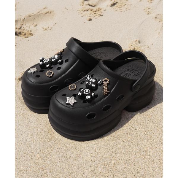 ZOZO問い合わせ番号:96105138ショップ:BIG CITY MARKET，ビッグシティマーケットブランド:1111clothing，ワンフォークロージング商品名:ビジュー付き 厚底クロッグサンダル / Thick-soled clo...