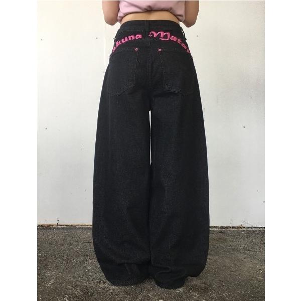ZOZO問い合わせ番号:96105730ショップ:3rdSpring，サードスプリングブランド:anyonemore，エニワンモア商品名:ピンクレタリングバルーンワイド生デニムパンツカテゴリ:パンツ>デニムパンツブランド品番:P000...