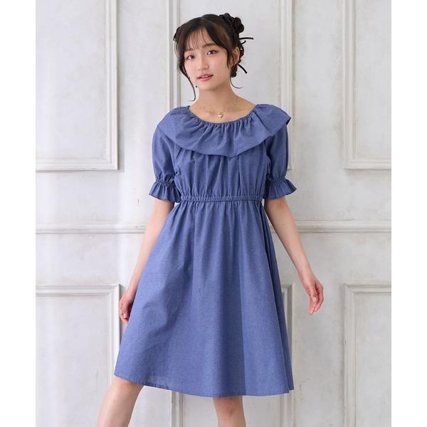 『タイムセール実施中』ZOZO問い合わせ番号:96106415ショップ:cross marche，クロスマルシェブランド:Amourire girl，アムリールガール，cross marche，クロスマルシェ商品名:ダンガリーフリルワンピー...