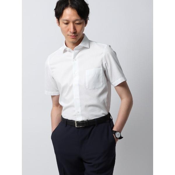 『セール実施中』ZOZO問い合わせ番号:96106980ショップ:SUIT SQUARE，スーツスクエアブランド:SUIT SQUARE，スーツスクエア商品名:半袖ワイシャツ ノンアイロンストレッチ 3BLOCK ホリゾンタルカラー ドレス...