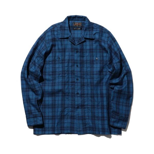 『セール実施中』ZOZO問い合わせ番号:96137719ショップ:BEAMS MEN，ビームス メンブランド:BEAMS PLUS，ビームスプラス商品名:インディゴ ドビーチェック ミリタリー オープンカラー シャツカテゴリ:トップス&gt...