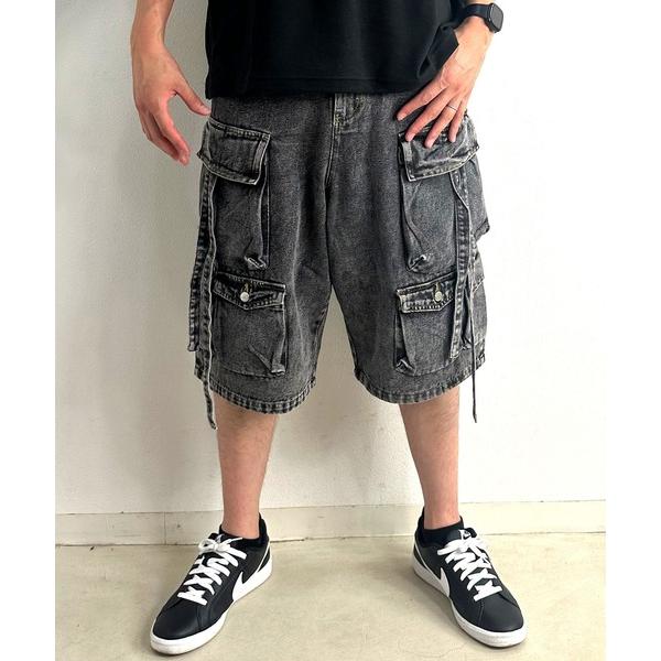 『タイムセール実施中』ZOZO問い合わせ番号:96138253ショップ:ARCADE，アーケードブランド:ARCADE，アーケード商品名:10.5oz ルーズフィット テクノカーゴ デニムハーフパンツカテゴリ:パンツ>カーゴパンツブラ...