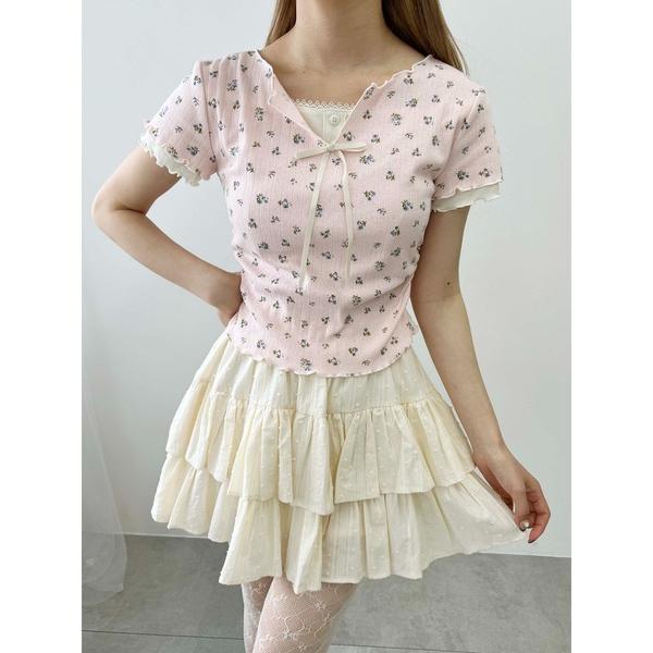 『セール実施中』ZOZO問い合わせ番号:96138578ショップ:WEGO，ウィゴーブランド:PHILLY，フィリー，WC，ダブル シー，WEGO，ウィゴー商品名:【PHILLY】フラワーレイヤードメロウトップスカテゴリ:トップス>T...