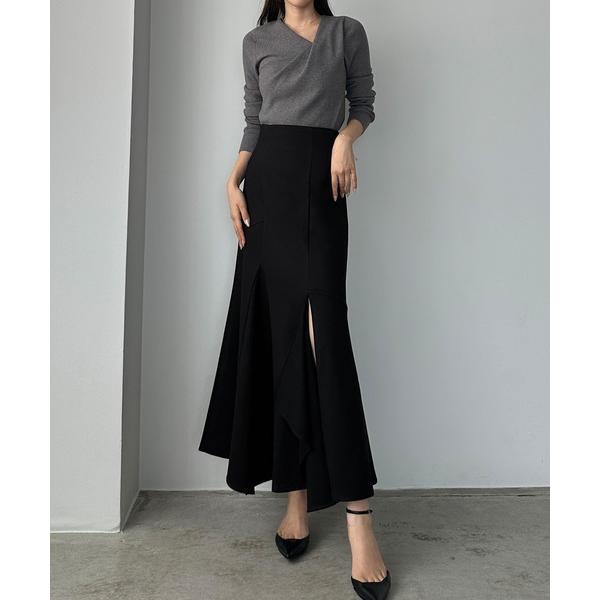 『タイムセール実施中』ZOZO問い合わせ番号:96138724ショップ:JUNOAH，ジュノアブランド:Louere，ルエレ商品名:ウォームイレヘム深スリットハイウエストマーメイドスカート(裏地無し)カテゴリ:スカート>スカートブラン...