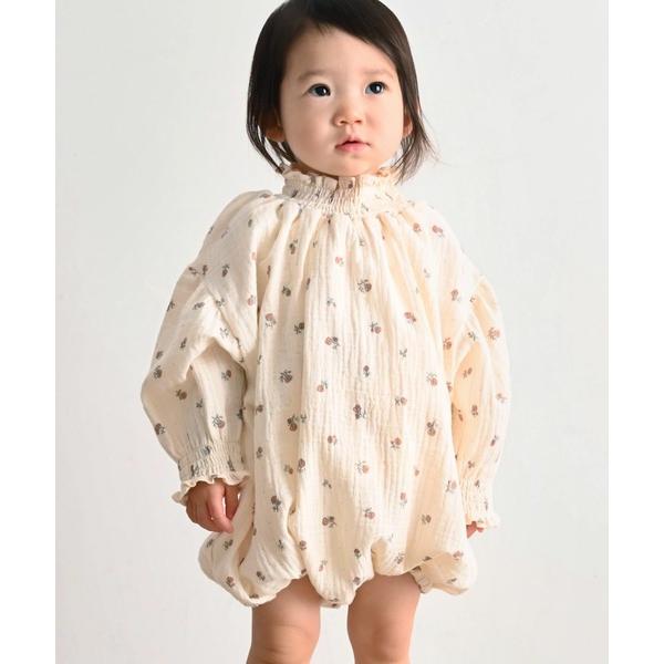『セール実施中』※このアイテムは返品・交換対象外商品です。ZOZO問い合わせ番号:96139631ショップ:PUPPAPUPO，プッパプーポブランド:PUPPAPUPO，プッパプーポ商品名:シャーリング 袖ボリューム 長袖 ロンパース ダブ...