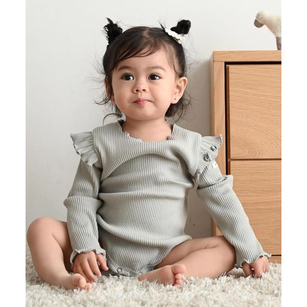 ※このアイテムは返品・交換対象外商品です。ZOZO問い合わせ番号:96139635ショップ:PUPPAPUPO，プッパプーポブランド:PUPPAPUPO，プッパプーポ商品名:肩フリル 長袖 ロンパース リブカテゴリ:ママ＆ベビー>ロン...