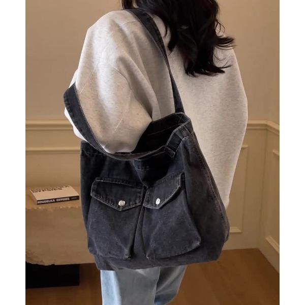 『タイムセール実施中』ZOZO問い合わせ番号:96140616ショップ:Lace Ladies，レースレディースブランド:Lace Ladies，レースレディース商品名:パッチポケット付き デニム ビッグ スクエア トートバッグカテゴリ:バ...