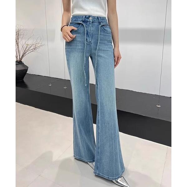 『タイムセール実施中』ZOZO問い合わせ番号:96140726ショップ:Lace Ladies，レースレディースブランド:Lace Ladies，レースレディース商品名:ウォッシュ加工 ハイウエスト ウエストリボン フレア デニム パンツカ...