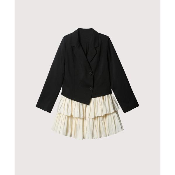 ZOZO問い合わせ番号:96173066ショップ:P L U M STORE，プラム ストアブランド:LA POMME petit，ラポミ・プチ商品名:Frill Pleats Docking Jacket Dressカテゴリ:ジャケット/...