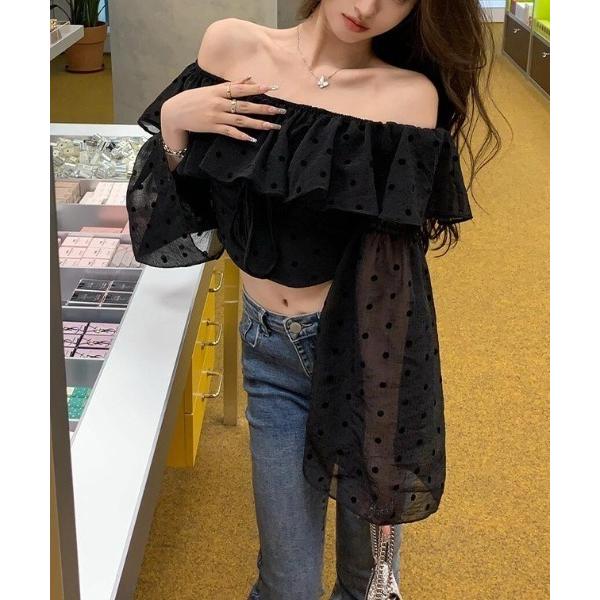 『タイムセール実施中』ZOZO問い合わせ番号:96205980ショップ:gossip！ロサンゼルス，ゴシップロサンゼルスブランド:gossip！ロサンゼルス，ゴシップロサンゼルス商品名:シアードット オープンショルダーフリルトップスカテゴリ...