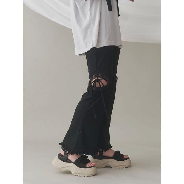 『セール実施中』ZOZO問い合わせ番号:96267523ショップ:merry jenny，メリージェニーブランド:merry jenny，メリージェニー商品名:レースカットフリルリブパンツカテゴリ:パンツ>スウェットパンツブランド品番...