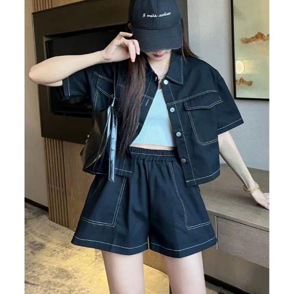 『タイムセール実施中』ZOZO問い合わせ番号:96301100ショップ:Ada.，エイダブランド:kirakiraShop，キラキラショップ商品名:ステッチ 半袖 シャツ ジャケット+ショートパンツ セットアップカテゴリ:ジャケット/アウタ...