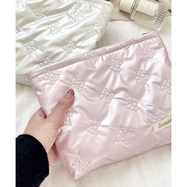 『タイムセール実施中』ZOZO問い合わせ番号:96301146ショップ:florist，フローリストブランド:florist，フローリスト商品名:撥水加工◎ハートリボンキルトシャイニーポーチ / メイクポーチ / トラベルポーチカテゴリ:財...