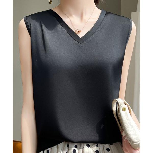 『タイムセール実施中』ZOZO問い合わせ番号:96302021ショップ:TeddyShop，テディショップブランド:DAY CLOSET，デイ クローゼット商品名:【艶感ただようサテン風】デコルテキレイ見せ Vネック タンクトップ レディー...