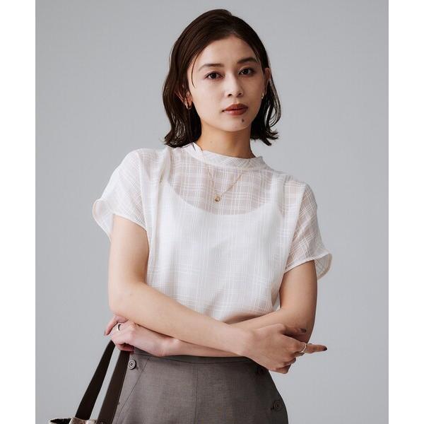 『セール実施中』ZOZO問い合わせ番号:96303411ショップ:UNTITLED，アンタイトルブランド:UNTITLED，アンタイトル商品名:【シアー】チェックスタンドネックブラウスカテゴリ:トップス>シャツ/ブラウスブランド品番:...