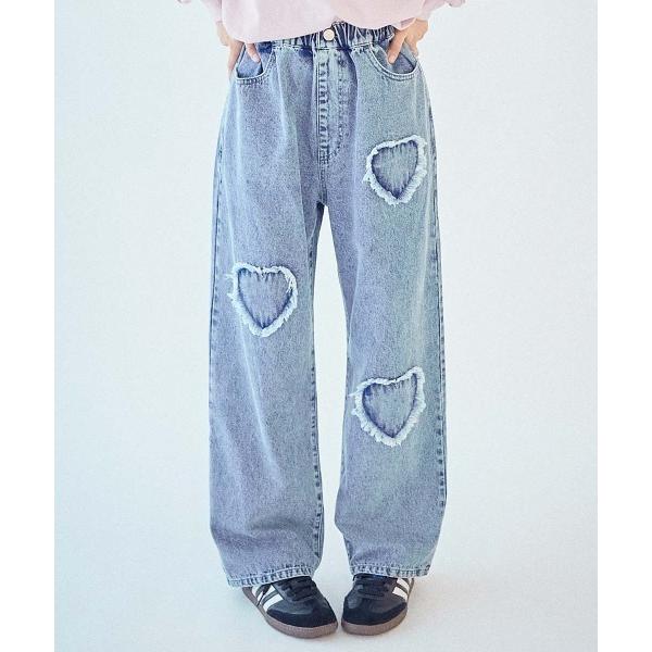 ZOZO問い合わせ番号:96336907ショップ:devirock，デビロックブランド:chum by devirock，チュムバイデビロック，devirock，デビロック商品名:【chum】ハート刺繍 着映え デニムパンツカテゴリ:パンツ...